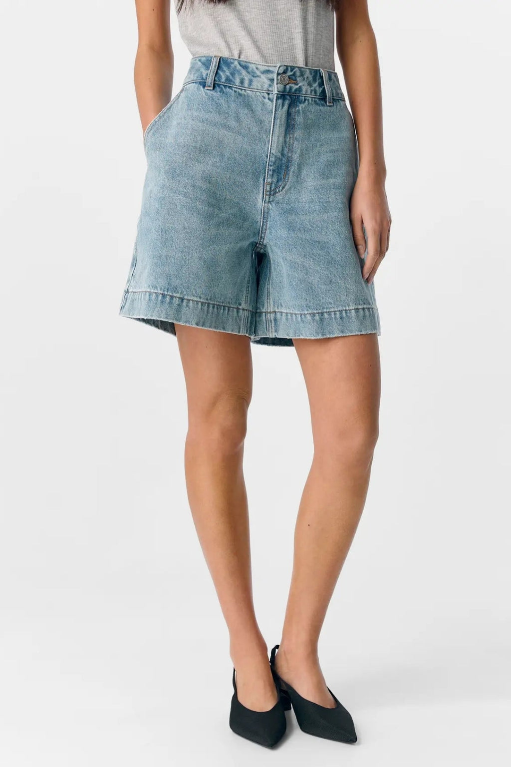 Object Jen Denim Shorts Medium Blue | 100% Cotton Women's Shorts